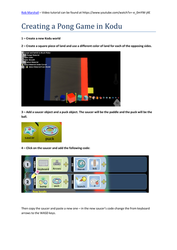 Kodu - How to create a Pong game - Tutorial | Teaching Resources Kodu - How to create a Pong game - Tutorial | Teaching Resources
