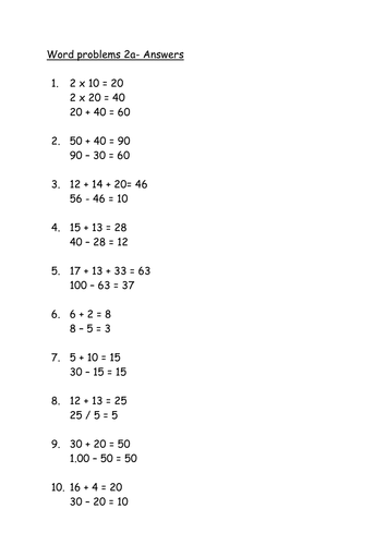 Year 3 and 4 word problems | Teaching Resources