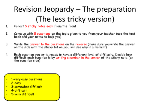 Revision Jeopardy | Teaching Resources