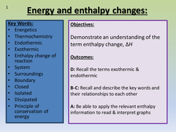 Energy & enthalpy changes | Teaching Resources