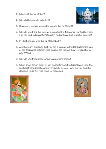 Story of the Taj Mahal | Teaching Resources