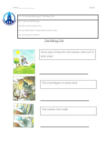 'The Hairy Toe' Sequence the Story and Re-write it | Teaching Resources