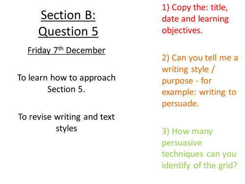 IGCSE English lessons Paper 1 lessons 5 - | Teaching Resources