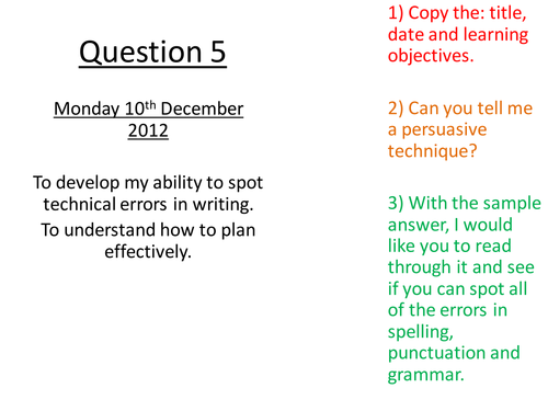 IGCSE English lessons Paper 1 lessons 5 - | Teaching Resources