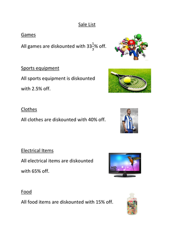 Sale Percentages - Cooperative Learning | Teaching Resources