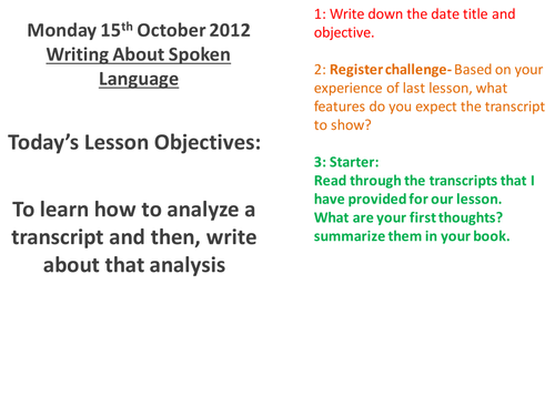 Spoken Language Study Lesson 10 annotating | Teaching Resources
