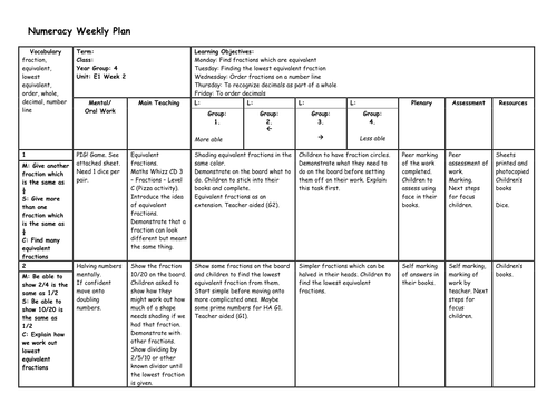 Year 4 E1 Weekly Mathematics plan | Teaching Resources