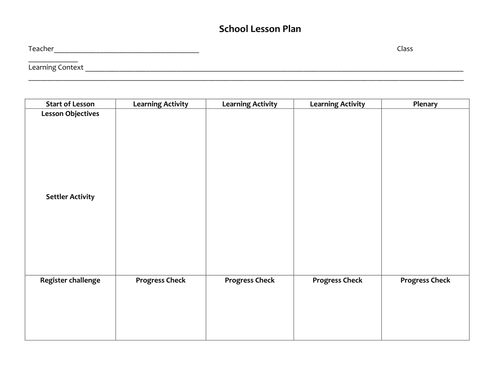 lesson Plan Proforma - new Framework | Teaching Resources