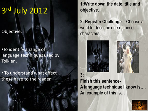 Lord Of The Rings - Tolkein's effects. | Teaching Resources