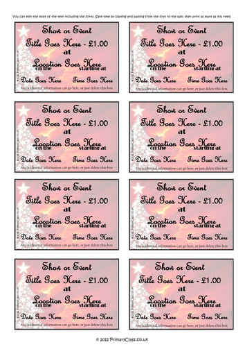 Editable Tickets for Christmas Concerts and Events | Teaching Resources