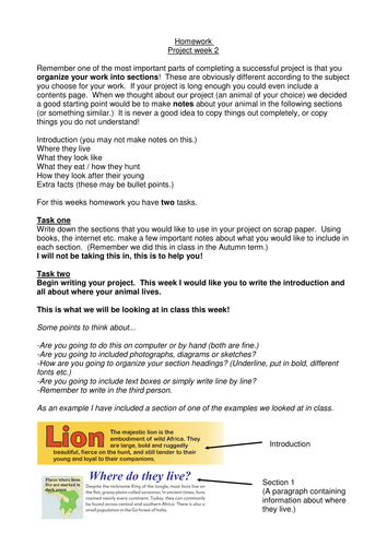 Project based homework guidance. Research animal | Teaching Resources
