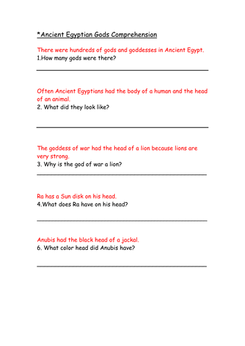 Egyptian God reading comprehension+Smartboard | Teaching Resources