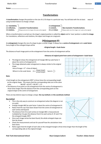 Geometrical Transformations | Teaching Resources