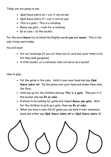 Let it rain Spanish song | Teaching Resources