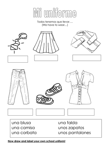 School Uniform - Spanish | Teaching Resources