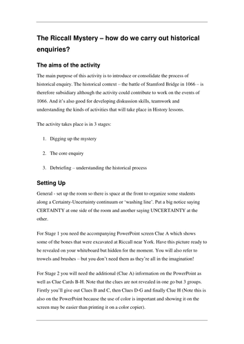 Differentiated Key stage 3 Historical Enquiry | Teaching Resources