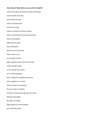 spanish idioms | Teaching Resources
