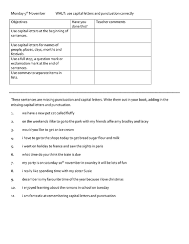 Back to Basics VCOP Plans | Teaching Resources