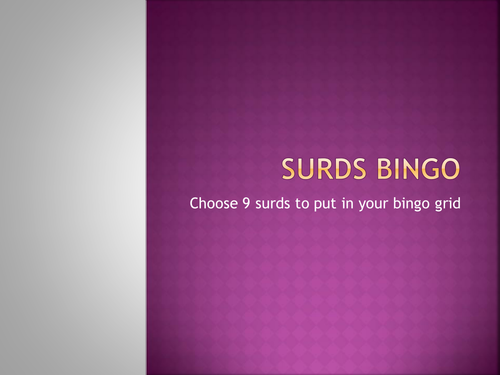 Surds Bingo | Teaching Resources