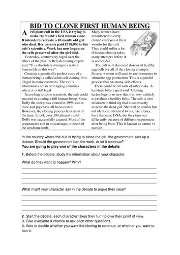 AQA GCSE Biology B1 cloning - ethics PPT | Teaching Resources